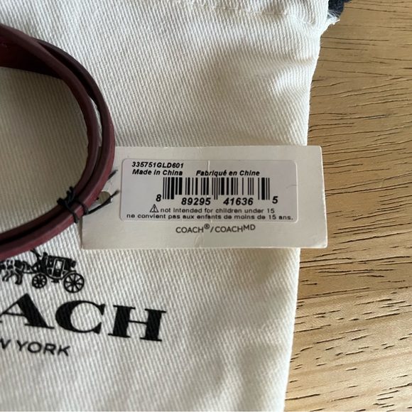 Coach | Jewelry | Coach Leather Double Wrap Bracelet Burgundy Nwt ...